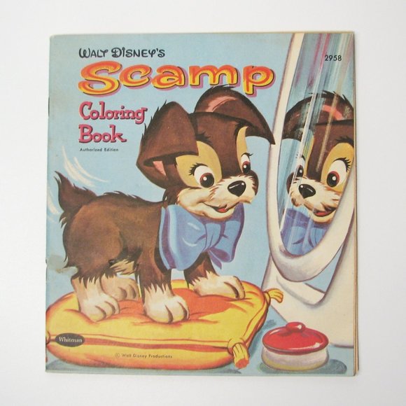 Disney | Toys | Vintage Whitman Coloring Books Disney Scamp | Poshmark